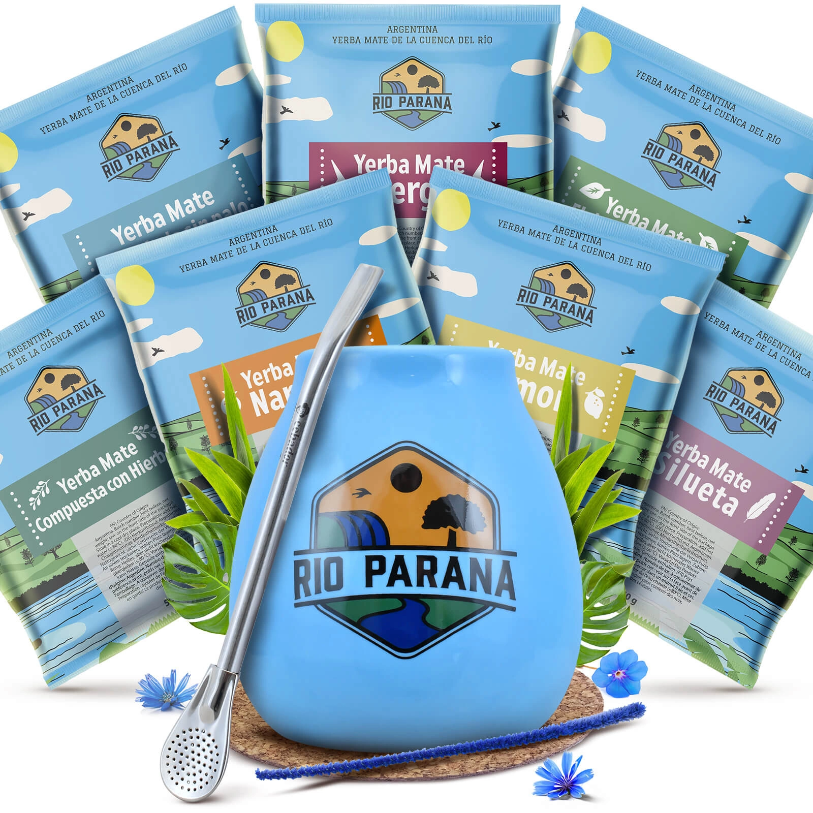 Conjunto de amostras de Erva Mate Rio Parana 7x50g + acessórios ...